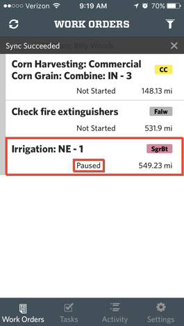 How do I use Work Orders to track Irrigation Tasks?